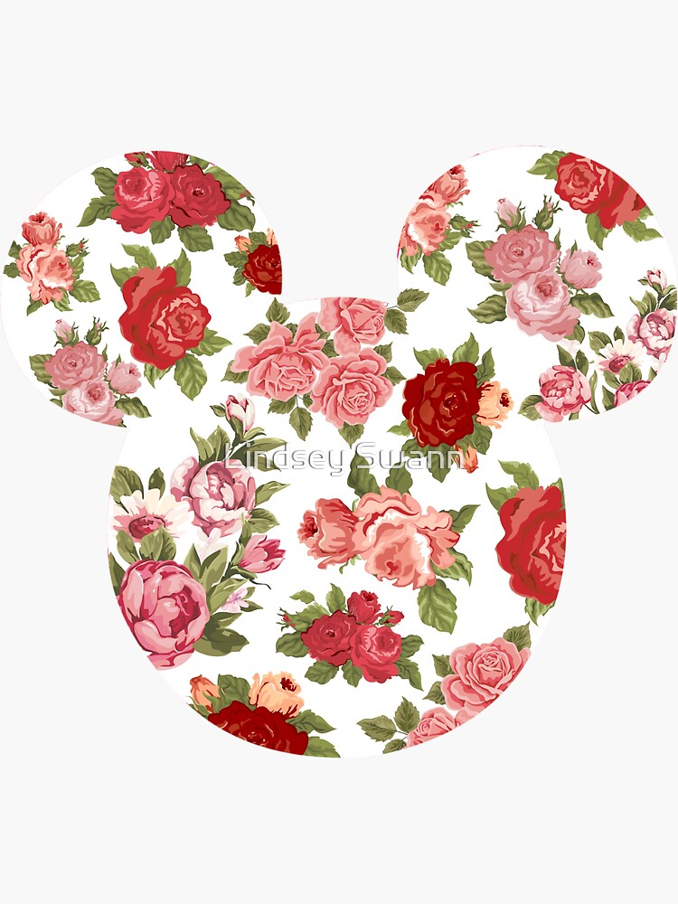 "Floral Mouse Ears" Sticker for Sale by lindseycharming | Redbubble
