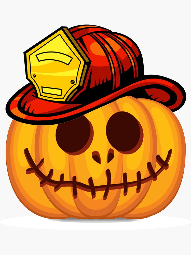 "Firefighter Pumpkin Halloween Costume" Sticker for Sale by ...