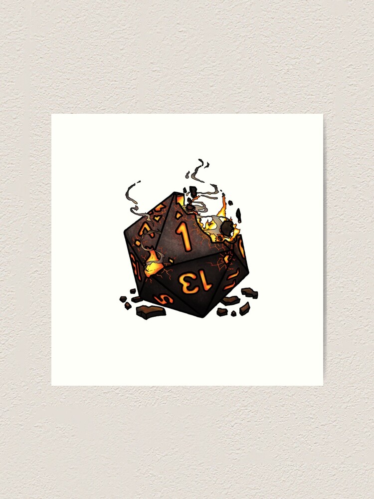 "Singed Natural 1 Tabletop RPG Gaming Dice" Art Print for Sale by ...