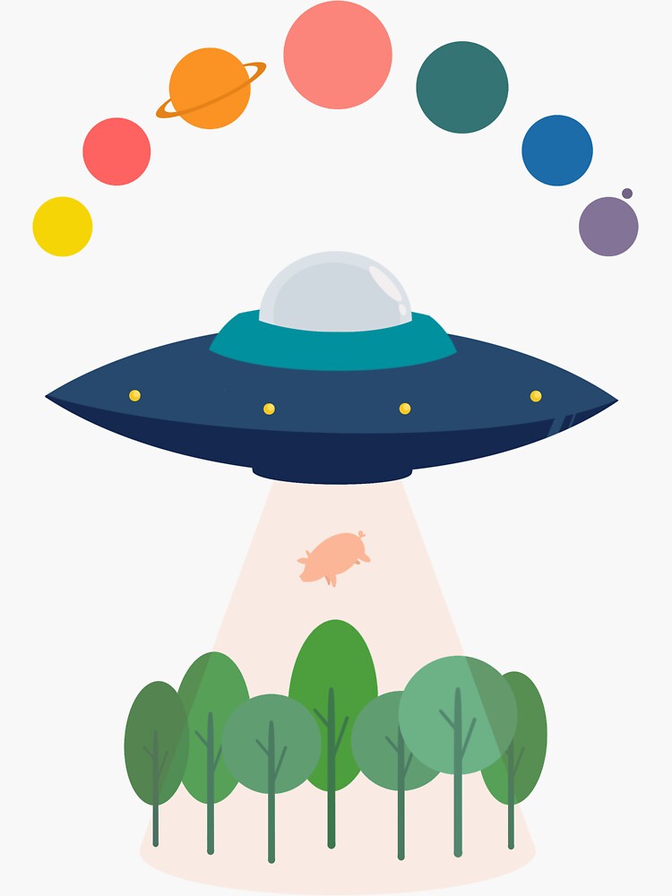 "Alien abduction pig " Sticker for Sale by xminglee | Redbubble