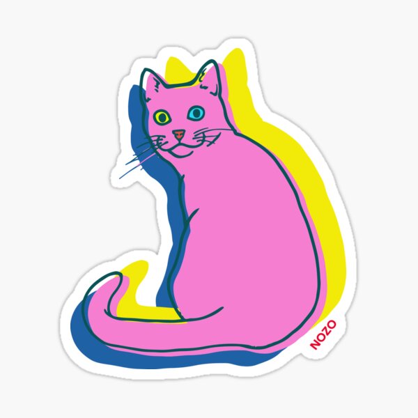 "POP CAT - LAYERED COLOR " Sticker by Nozomistudio | Redbubble