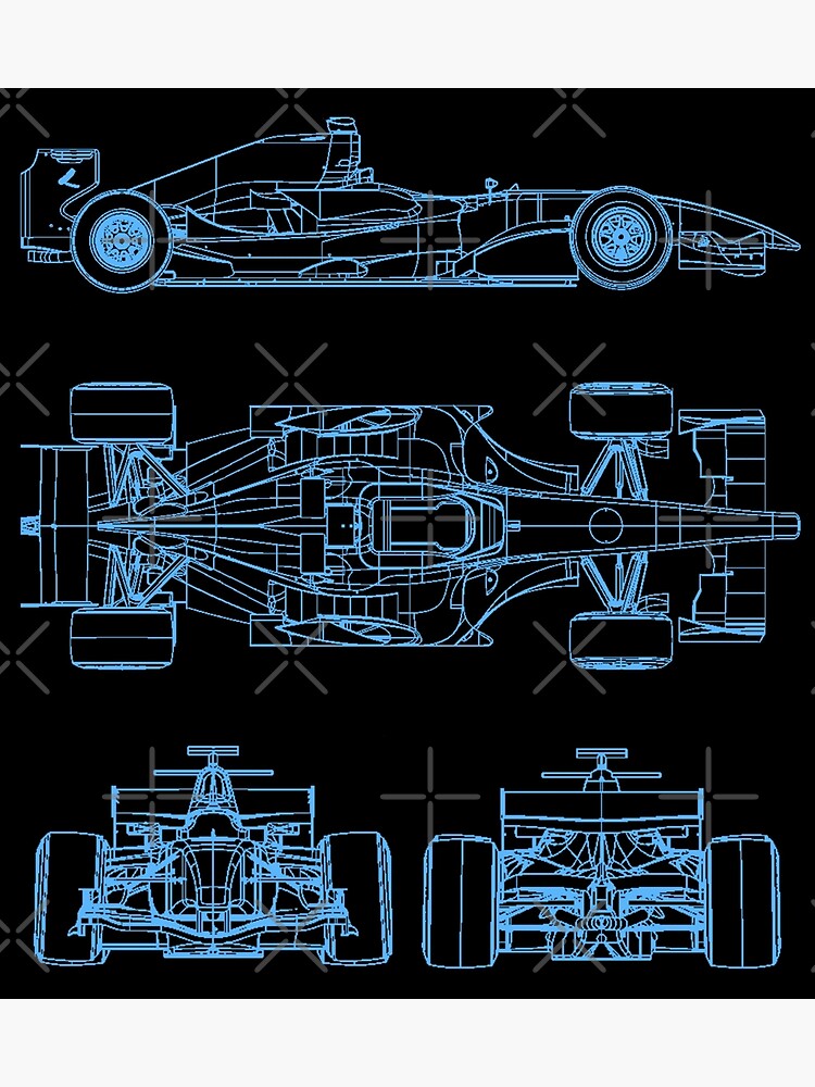 "Racing car blueprint project light blue" Poster for Sale by ...