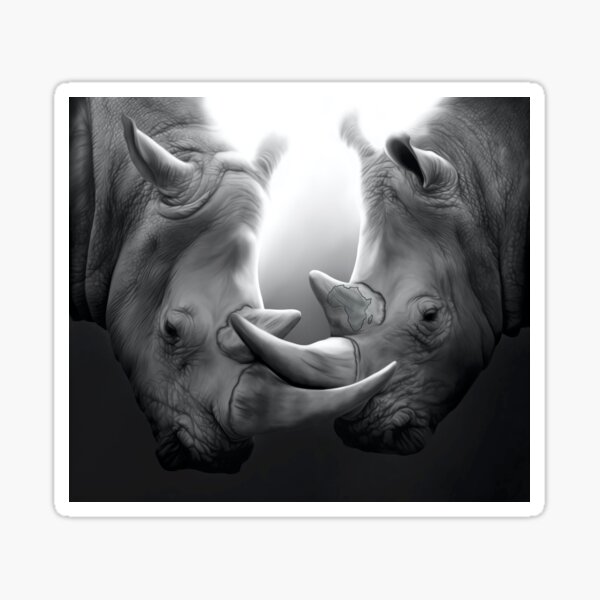 "Black and White Rhino" Sticker for Sale by Cray4Art | Redbubble