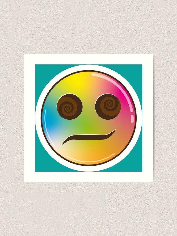"trippy psychedelic vector illustration of emoji face" Art Print by ...