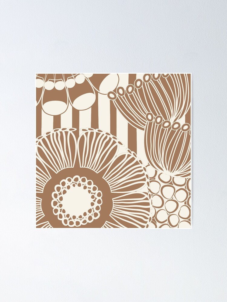 "Floral Design 3 in Cinnamon and Ivory" Poster by simplydesignart ...