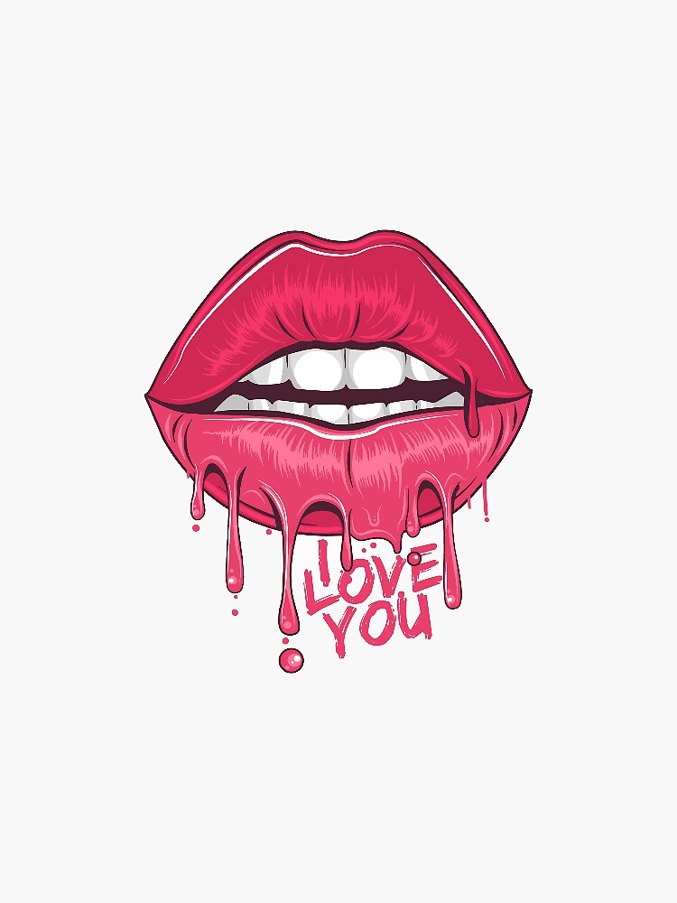 "red lips ILY stickers pack " Sticker for Sale by flora12245 | Redbubble