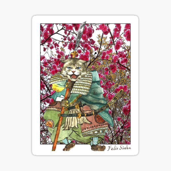 "Sakura Samurai Cat" Sticker by felissimha | Redbubble