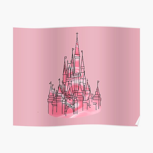 "Pink theme park castle " Poster by nathalycuriel | Redbubble