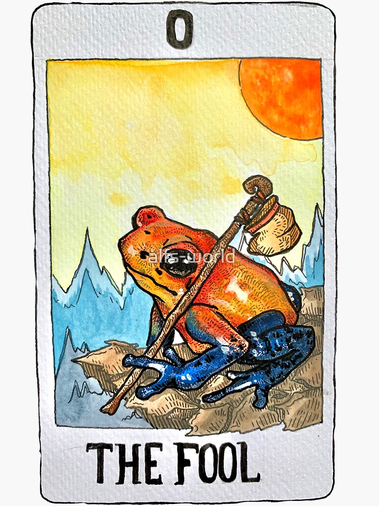 "The Fool Frog Tarot (Coloured)" Sticker by alfs-world | Redbubble