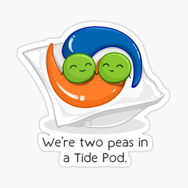 "Two Peas in a Tide Pod" Sticker by KickingCones | Redbubble