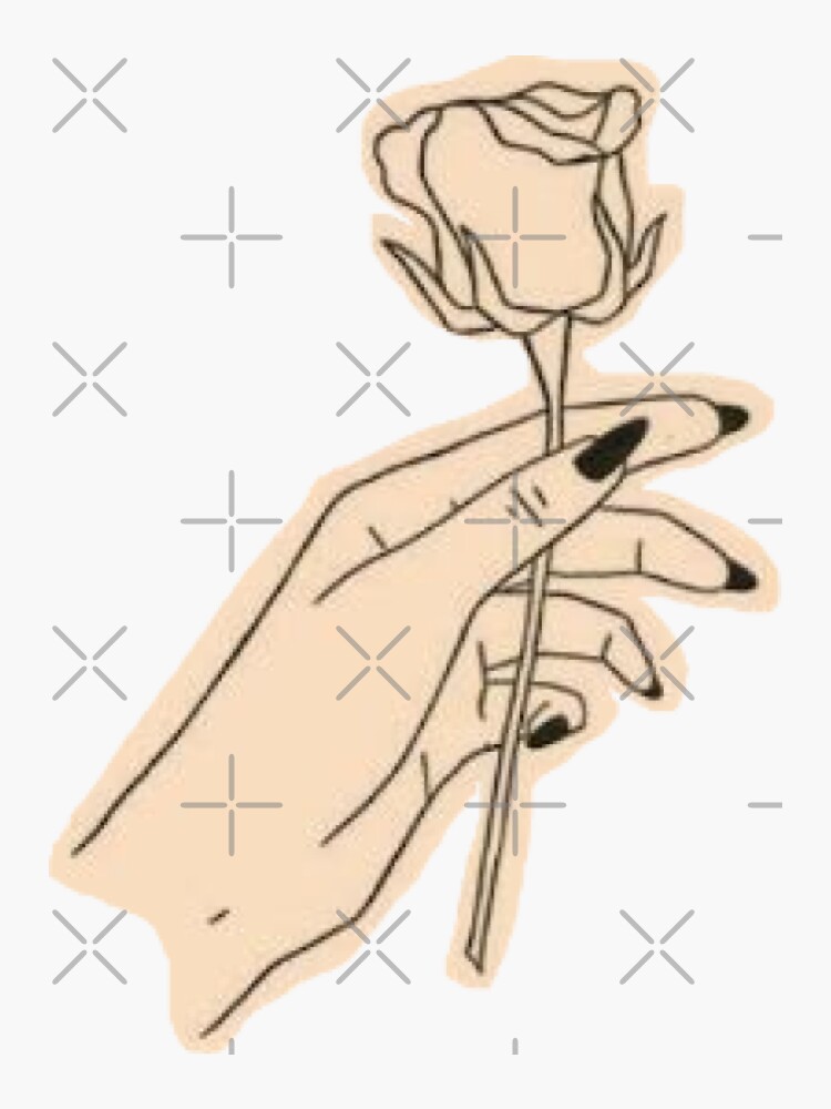 "Hand holding rose" Sticker by lyssa-nissa | Redbubble