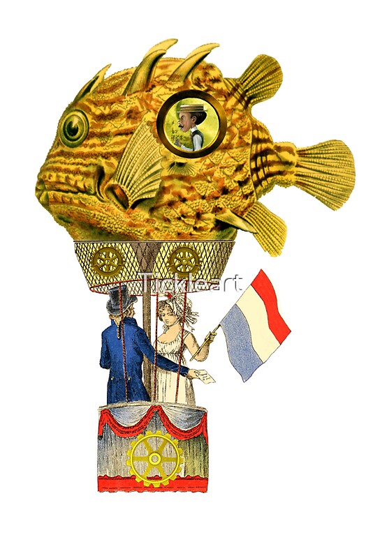 "Steampunk Hot Air Balloon Fish" by Tickleart | Redbubble