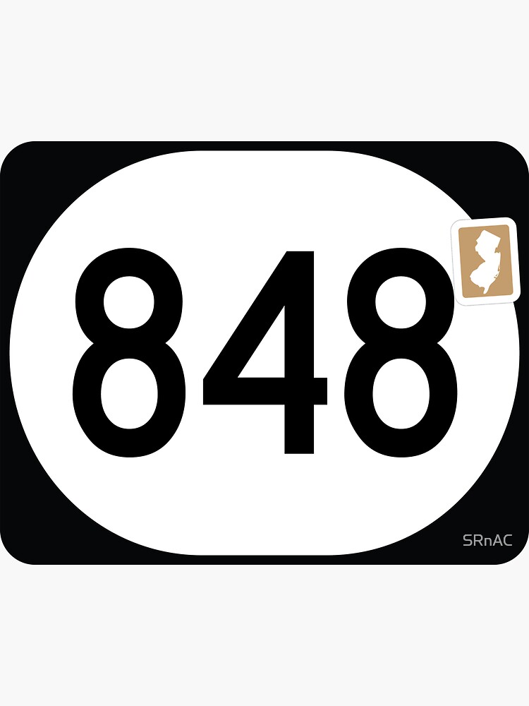 "New Jersey State Route 848 (Area Code 848)" Sticker for Sale by SRnAC ...