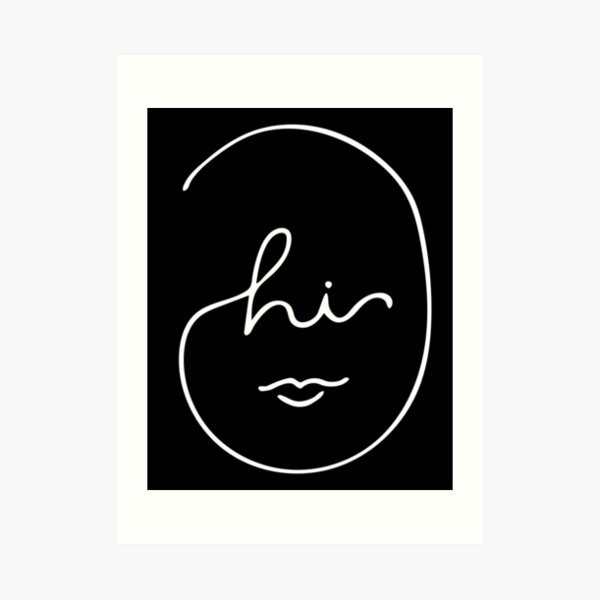 "White Abstract Line Art Hi Face " Art Print by kristenlucero | Redbubble