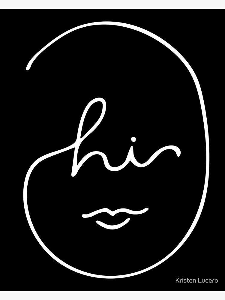 "White Abstract Line Art Hi Face " Art Print by kristenlucero | Redbubble