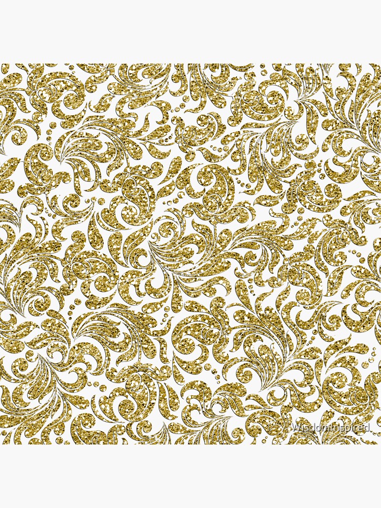"Glitter Damask Pattern in Gold" Sticker for Sale by WisdomInspired ...