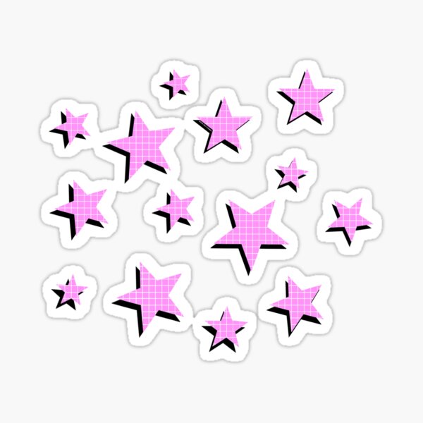 "pink grid stars sticker pack" Sticker by mia-lou-creates | Redbubble