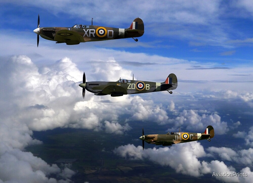 "Spitfire formation in flight" by AviationPrints | Redbubble