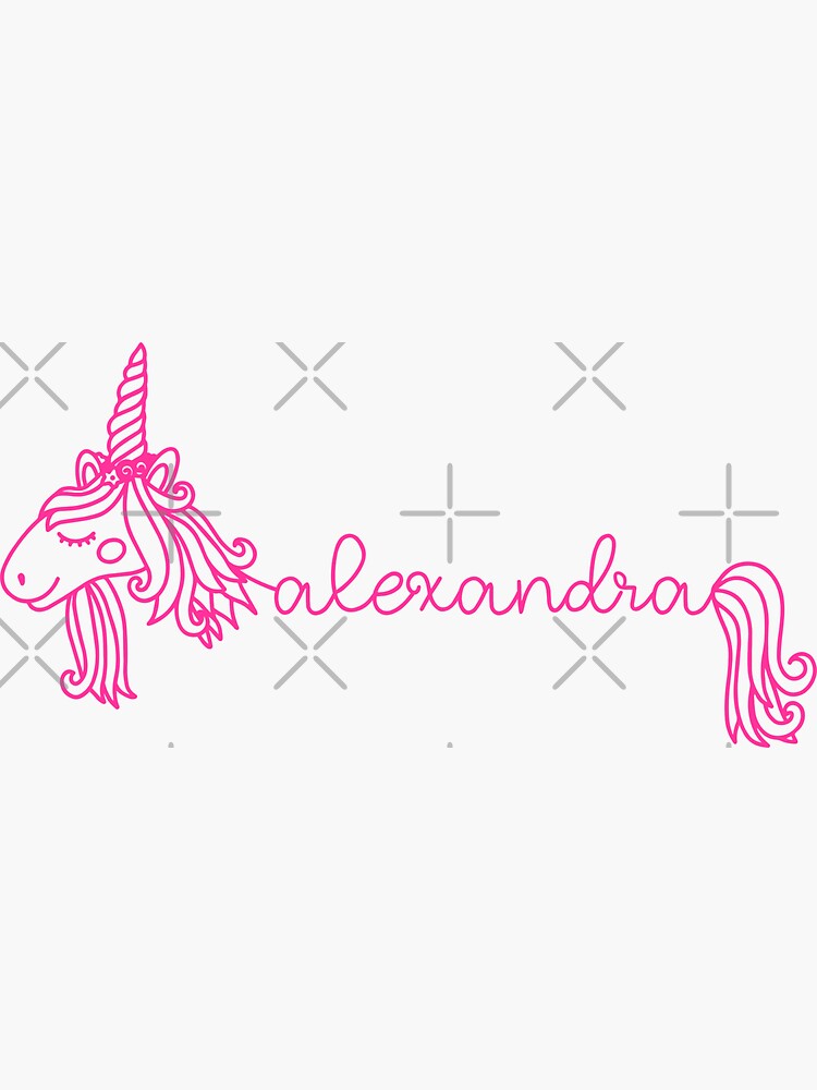 Alexandra Unicorn Pink Girly Name Sticker By Janeapril Redbubble