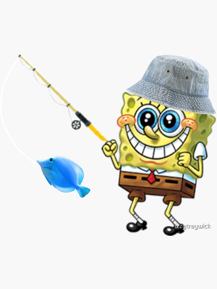 "Spongebob Goes Fishing" Sticker by izzytraywick | Redbubble