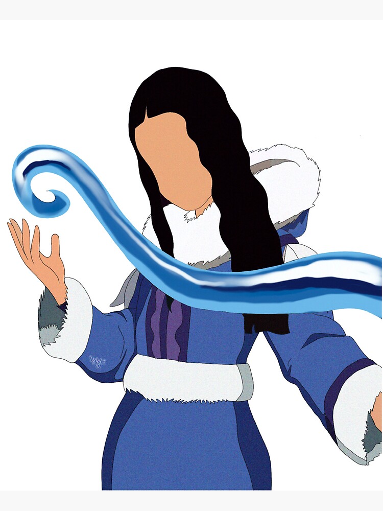 "BLCK LONG HAIR WATERBENDER " Sticker by lalalesley | Redbubble