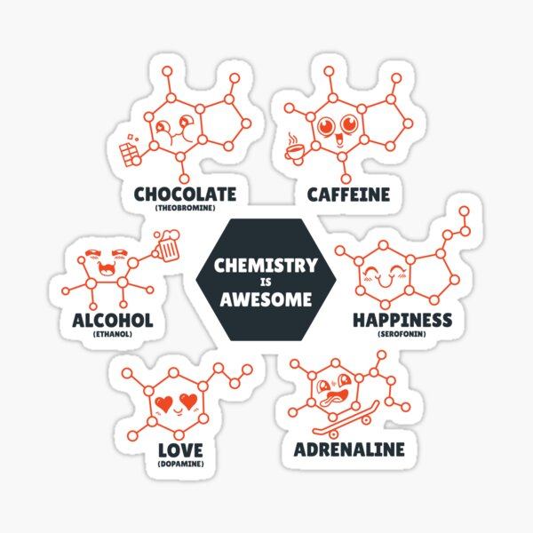 ""Chemistry is Awesome" Cute Molecules" Sticker for Sale by HiFiTees ...