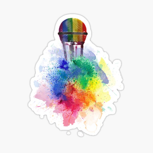 "pride colours red, yellow , magenta , green , blue microphone , splash ...