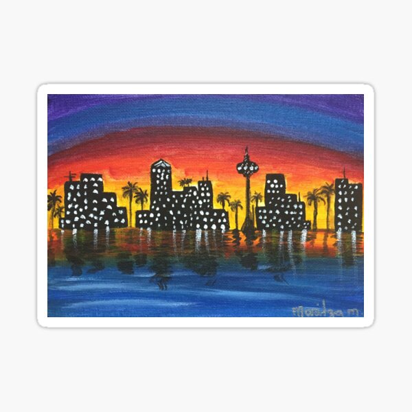 "Colorful Cityscape" Sticker for Sale by Maritza624 | Redbubble