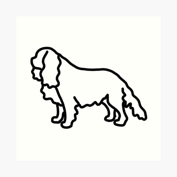 Cavalier King Charles Spaniel Outline Art Prints | Redbubble