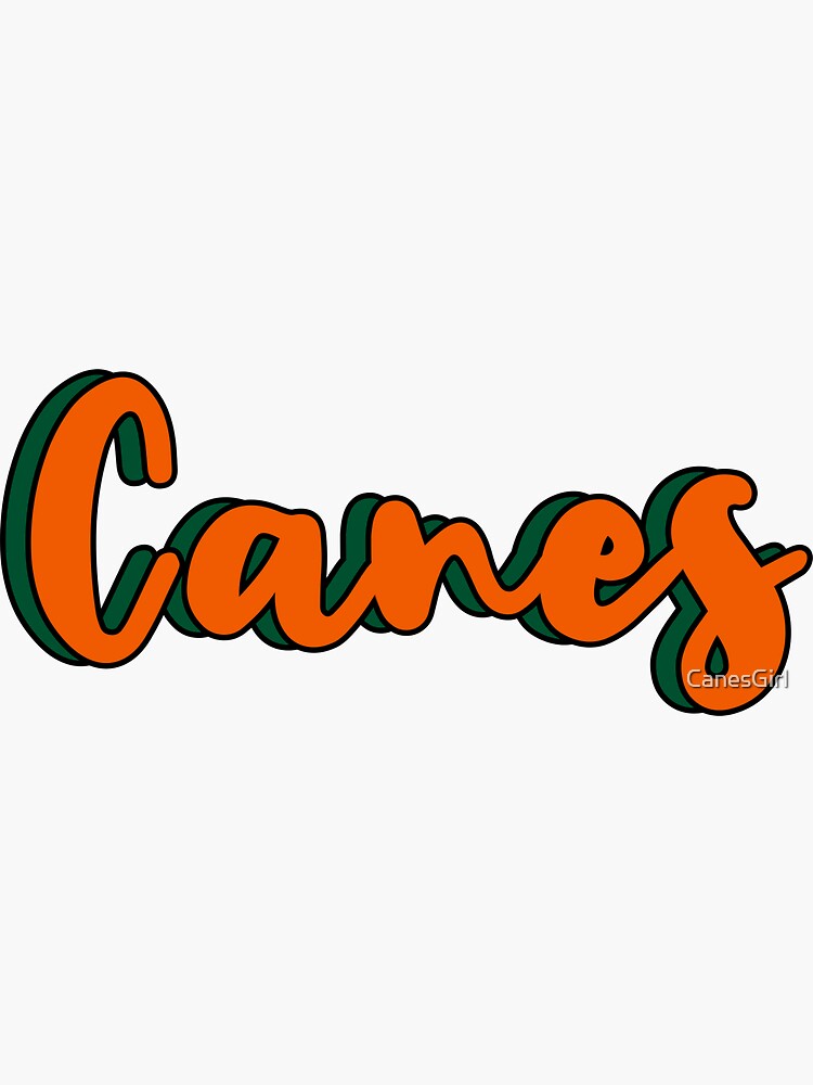 "Canes orange green script " Sticker for Sale by CanesGirl | Redbubble
