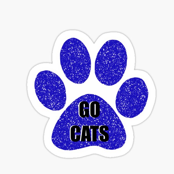Go Cats” Blue Pawprint" Sticker for Sale by savannahphilpot | Redbubble