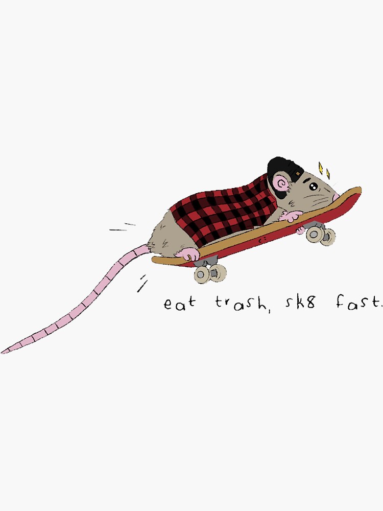 "skater rat" Sticker by emleave | Redbubble