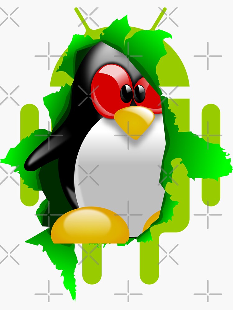Pegatina «Angry Linux Tux Bursts de Android para programadores de ...