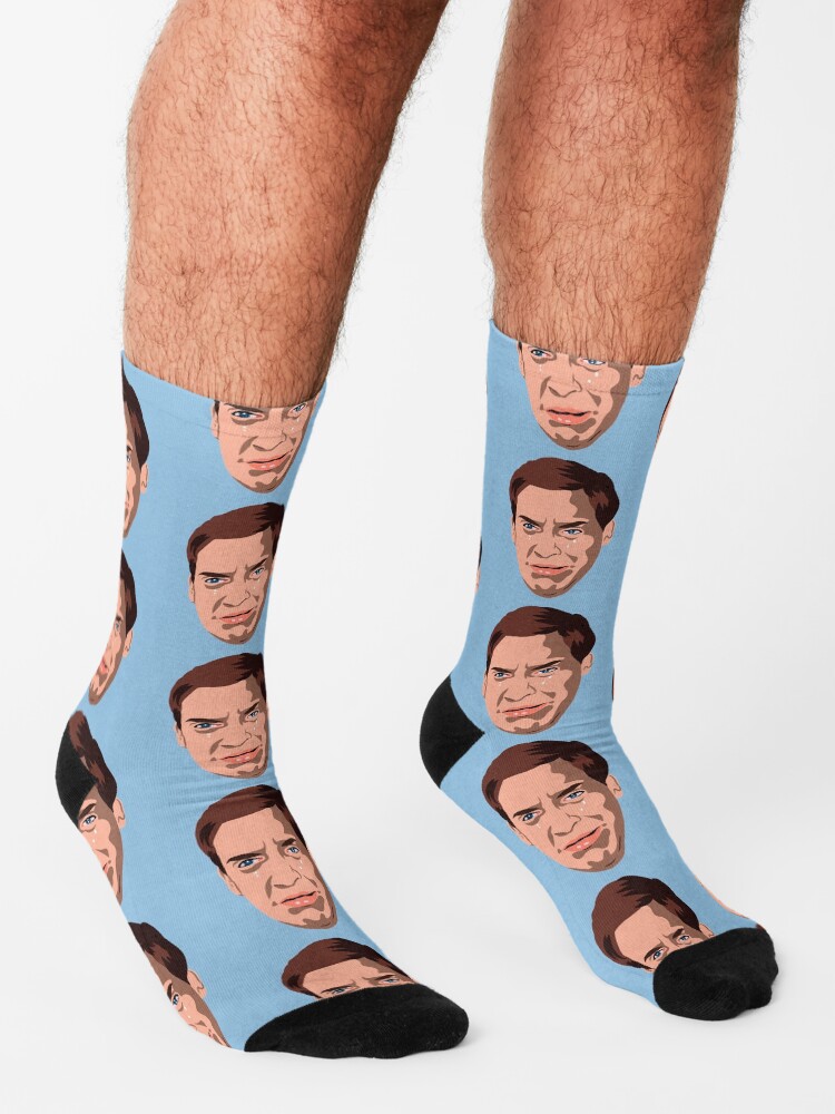 "Tobey Maguire crying" Socks for Sale by LUSTICKNEY | Redbubble