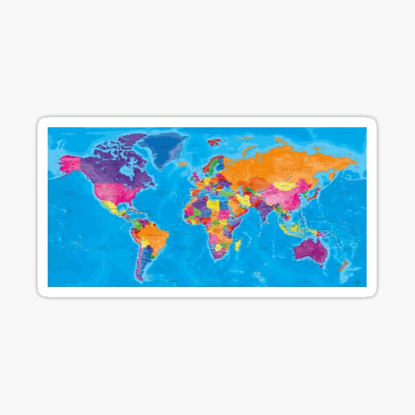 "World map (in color)" Sticker by tezared | Redbubble