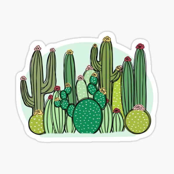 "Cluster of Cacti" Sticker by kookookaya | Redbubble