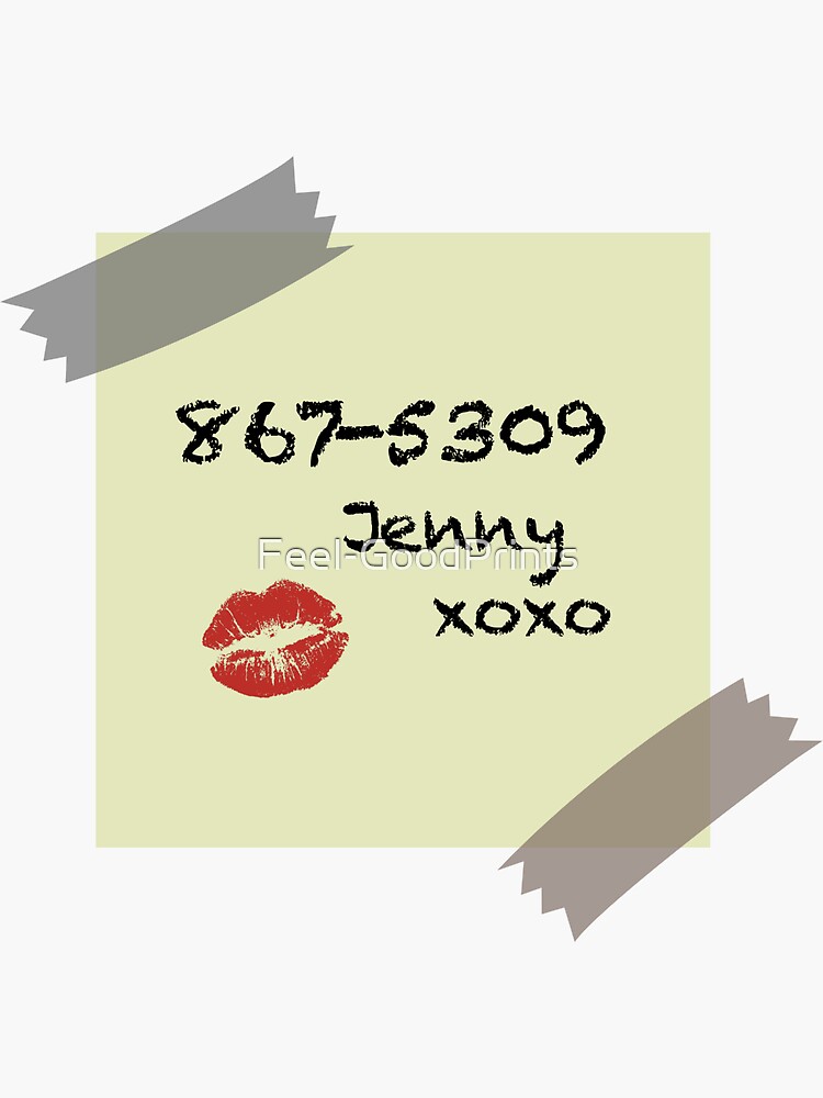 ""8675309 Jenny"" Sticker for Sale by Feel-GoodPrints | Redbubble