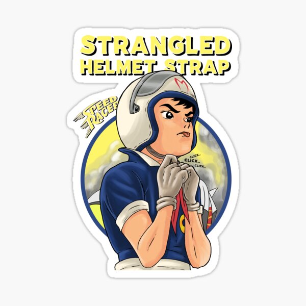 "strangled helmet strap" Sticker for Sale by unfamouzzz | Redbubble