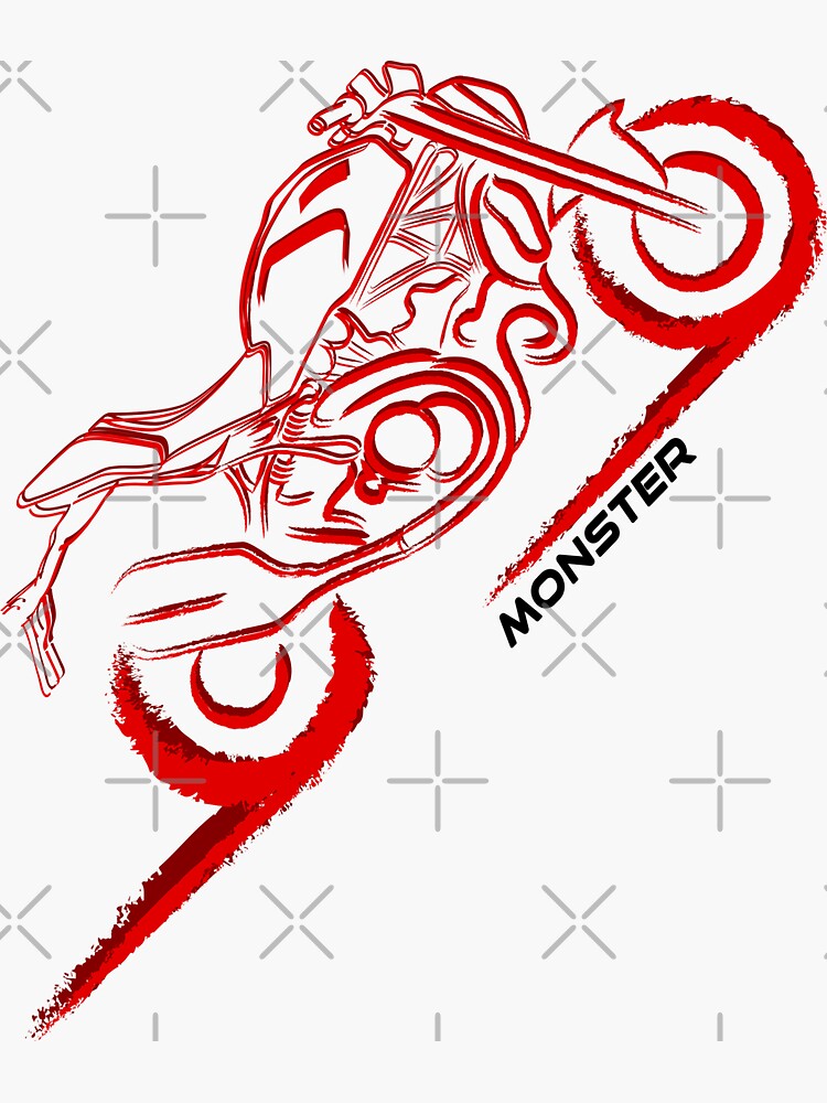 "Monster Lover, on Red Relayout for the Real Biker" Sticker for Sale by ...