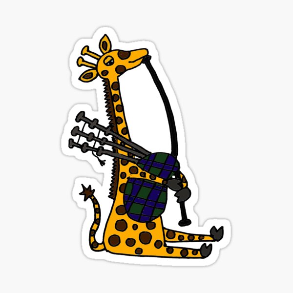 "Funny Cool Giraffe Playing Bagpipes " Sticker for Sale by naturesfancy ...