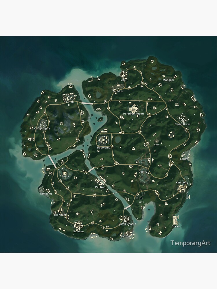 "PUBG Sanhok Map 10k" Sticker by TemporaryArt | Redbubble