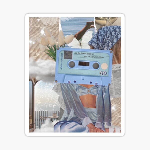 "Retro Vintage Blue Collage" Sticker by christina-lee | Redbubble