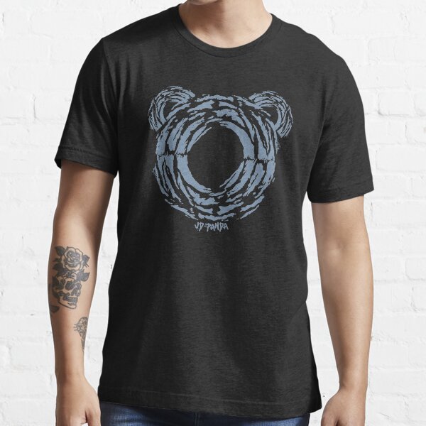 "Panda Bear Outline Linoleum Block Print in Faded Denim" T-shirt for ...