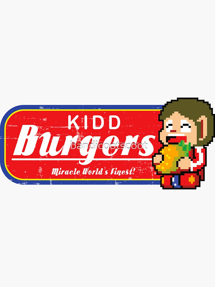 "Alex Kidd Burgers Tshirt" Sticker for Sale by bandicootscoot | Redbubble