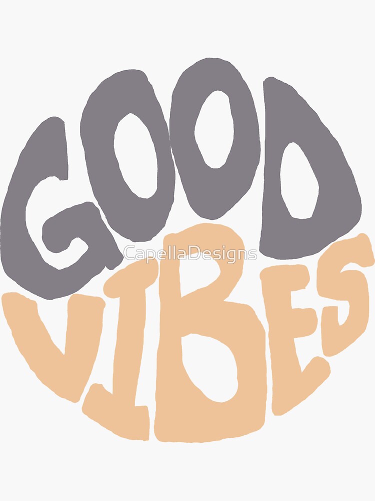 "Good Vibes (gray and yellow)" Sticker for Sale by CapellaDesigns ...