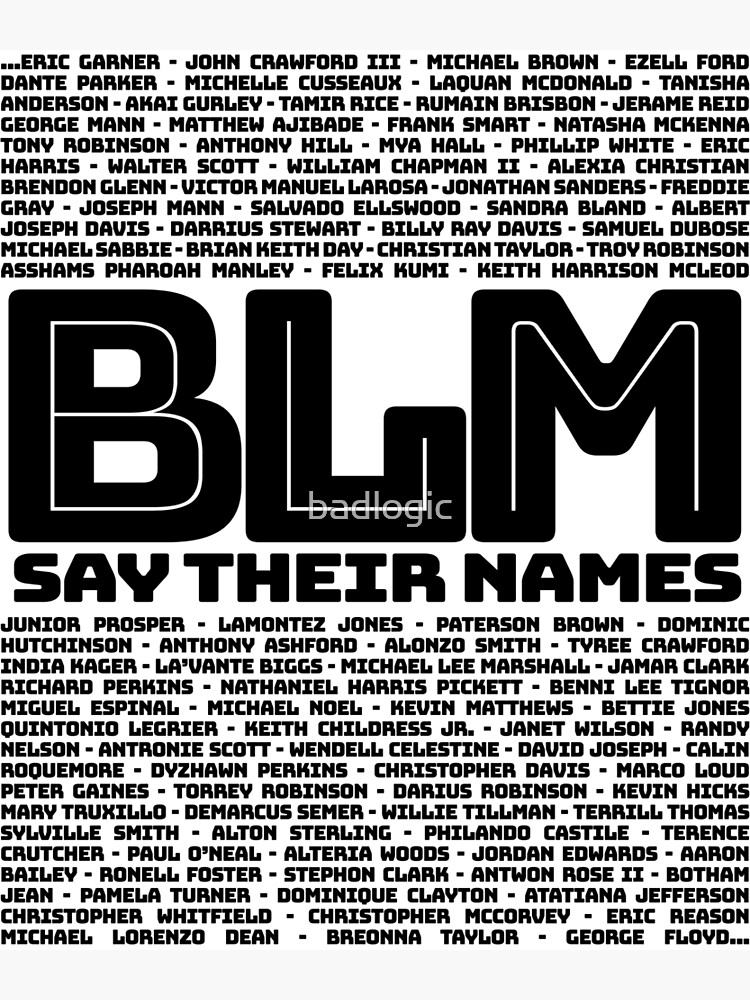 "BLM Say Their Names" Poster by badlogic | Redbubble
