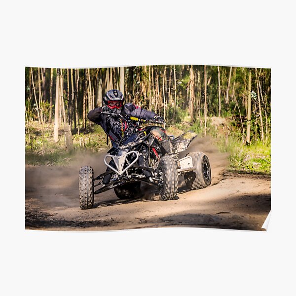 "ATV racer takes a turn during a race. " Poster by homydesign | Redbubble