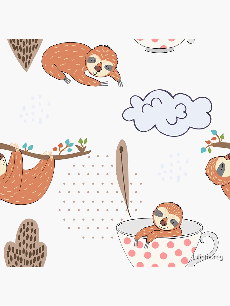 "Teacup Sloth" Sticker by Juliemorey | Redbubble