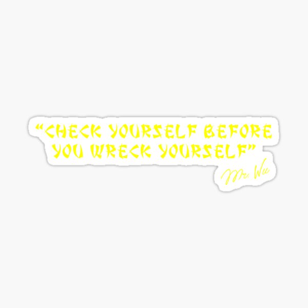 Check Yourself Before You Wreck Yourself Stickers | Redbubble