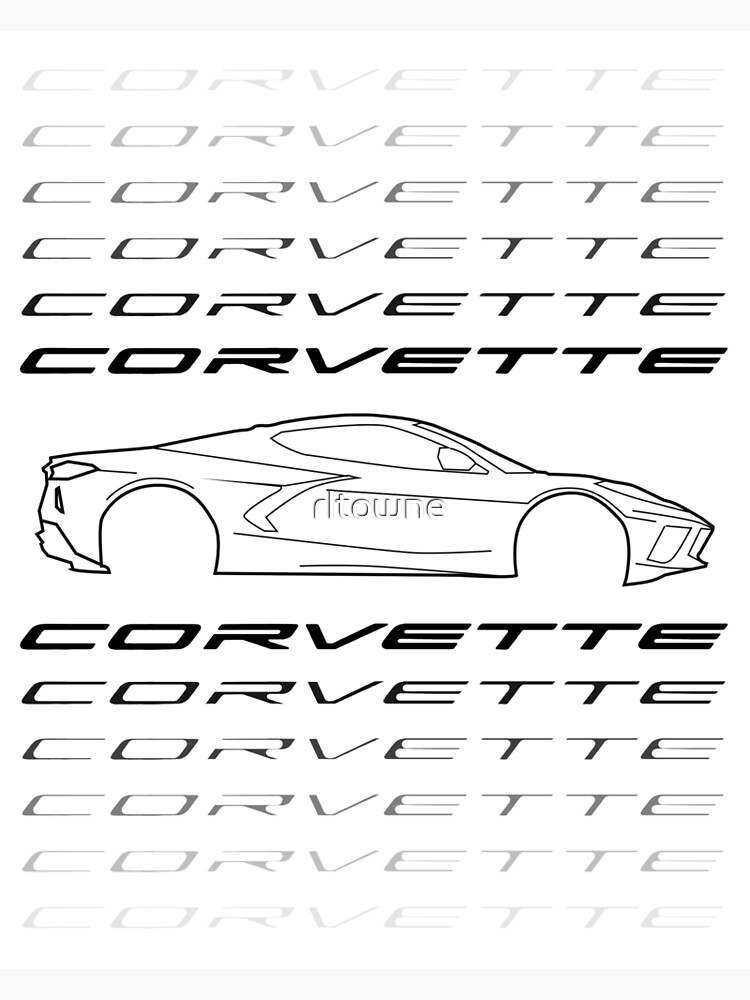 "Chevrolet Corvette c8 Outline" Metal Print by rltowne | Redbubble